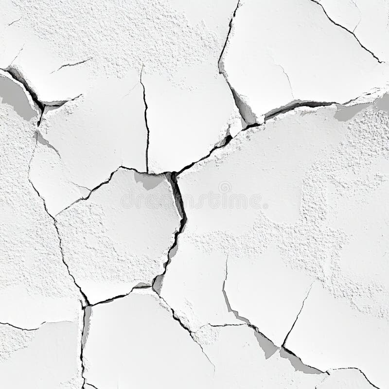 A White Wall with a Cracked Texture Reveals Underlying Damage Stock ...