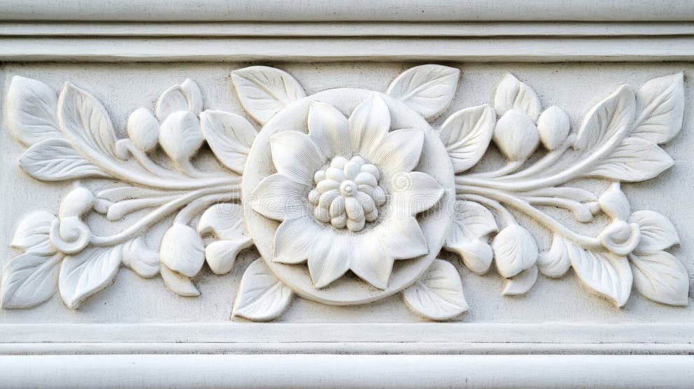 White Wall Decor with Elegant and Intricate Scrollwork Stock Image ...