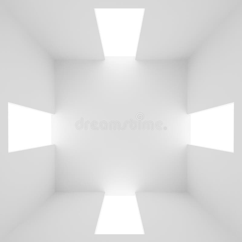 White Wall Empty Room on Top View,3d Interior Stock Illustration ...