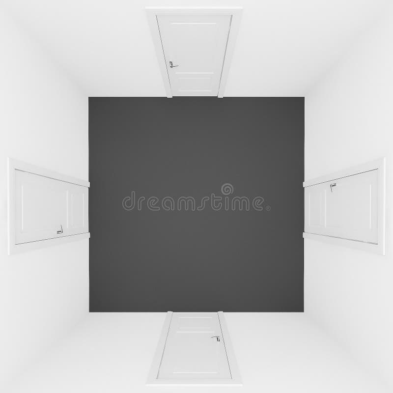 White Wall Empty Room on Top View,3d Interior Stock Illustration ...