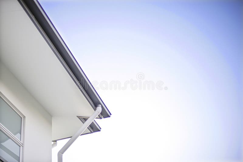 Side Roof View of a Modern House and Drain Pipe Stock Image - Image of ...