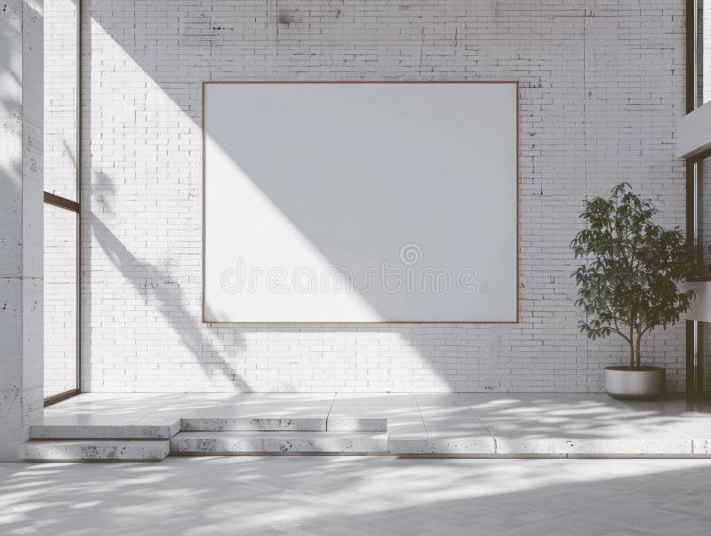 A White Wall with a Large Blank Sign on it Stock Image - Image of space ...