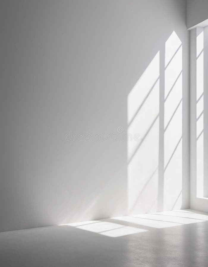 White Wall and Large Window. Sunlight is Streaming through Window ...