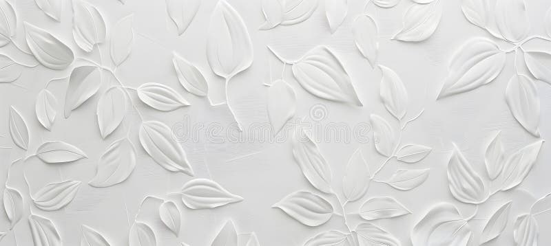White Wall with Embossed Leaf Pattern Stock Illustration - Illustration ...