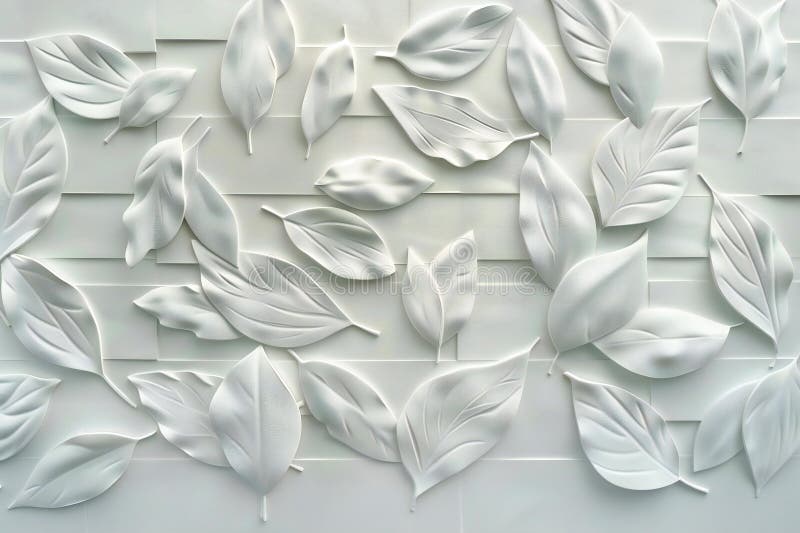White Wall with a Leaf Pattern Decoration and a Seamless Textured ...