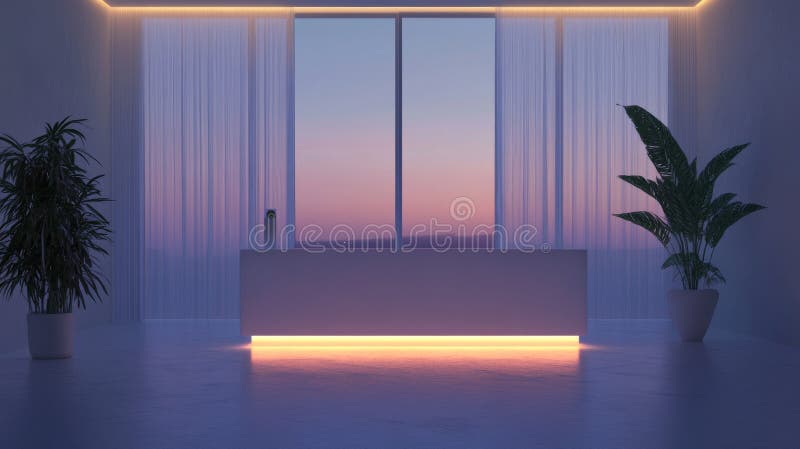 A White Wall with Light Strip Lighting at Empty Room. Generative AI ...