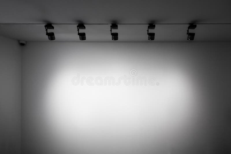 White wall with lights stock image. Image of exhibition - 98798549