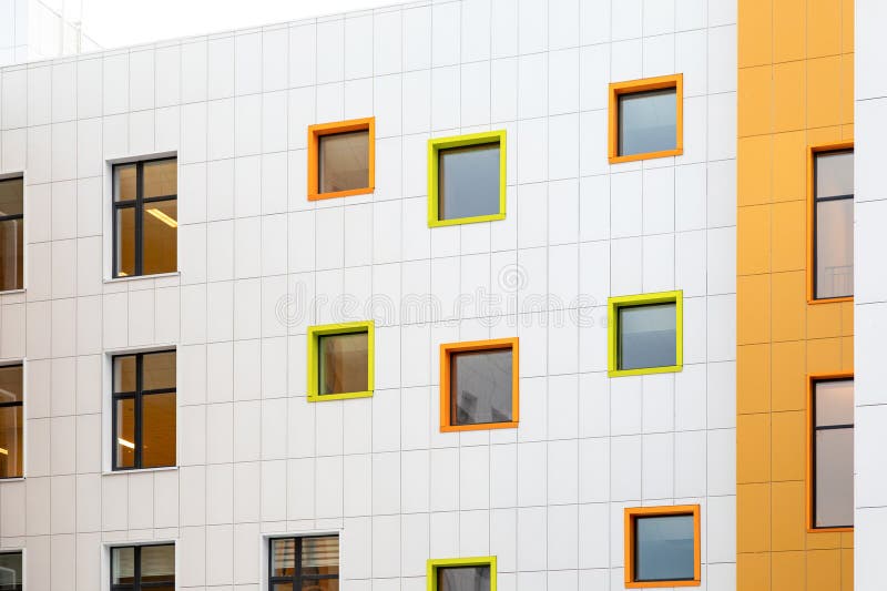 White Wall of Modern Building Covered with Ventilated Facade with Small ...