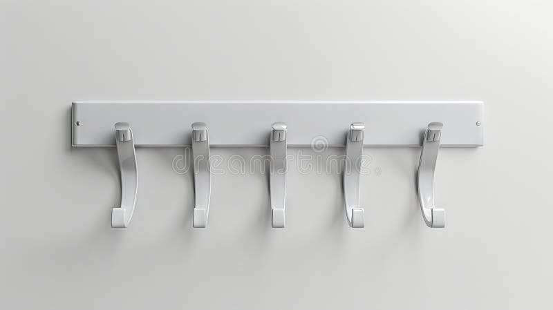 White Wall-mounted Coat Rack with Five Hooks in a Minimalist Design ...