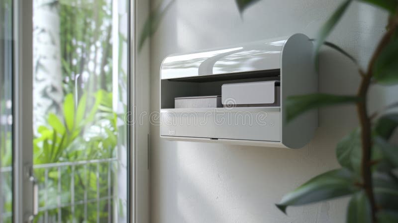 White Wall-Mounted Mailbox with Two Compartments Stock Image - Image of ...