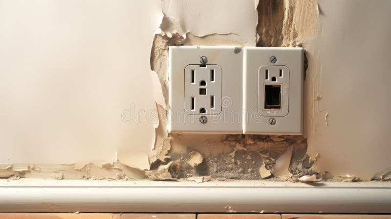 White Wall Mounted Socket Board with Two Electrical Sockets and a ...