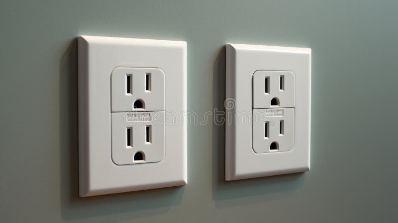 White Wall Mounted Socket Board with Two Electrical Sockets and a ...