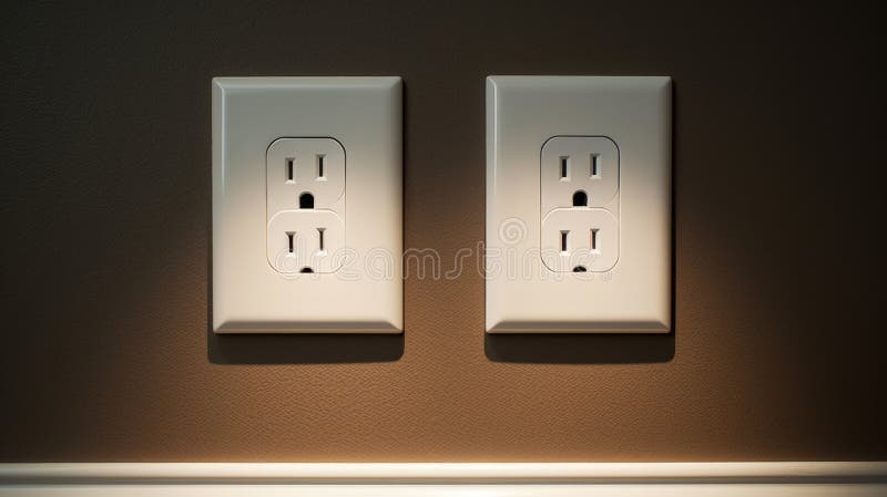 White Wall Mounted Socket Board with Two Electrical Sockets and a ...