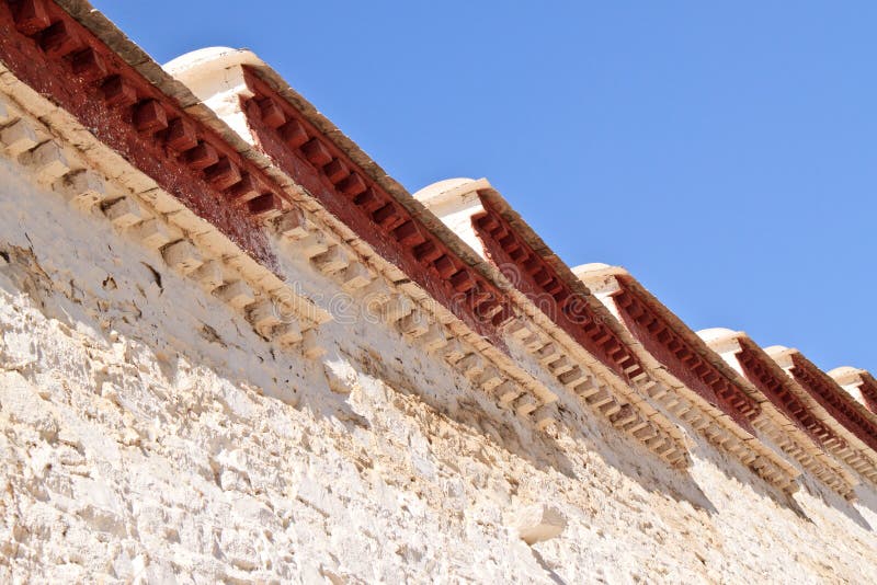 White Wall of Potala Palace in Lhasa, Tibet Stock Image - Image of ...