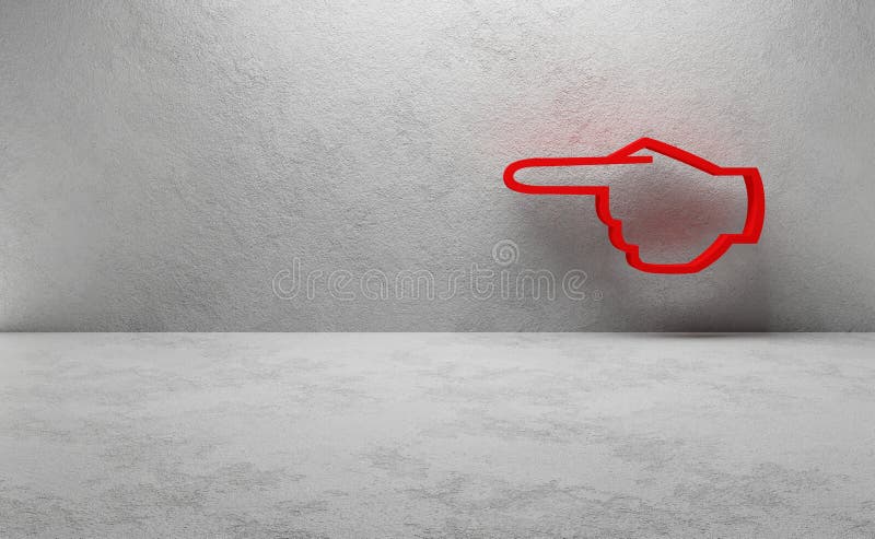 White Wall with Red Hand and Finger Pointing To the Left Stock Photo ...