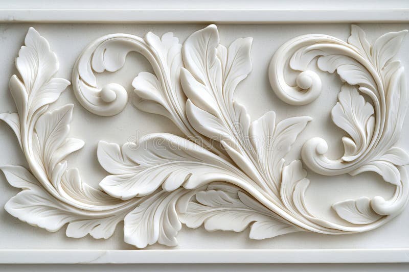 White Wall with Roccoco Element in Bas-relief Design Stock Image ...
