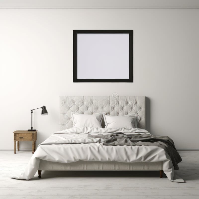 Bed Portrait Picture Frame Hanging on Blank Wall Stock Illustration ...
