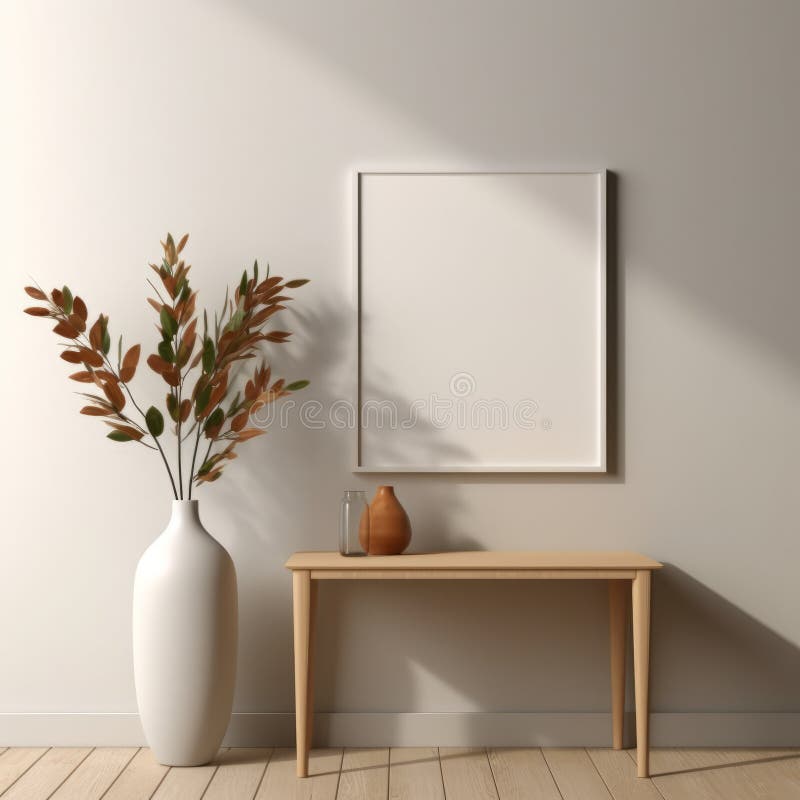 Minimalist Side Table Portrait Picture Frame Stock Illustration ...