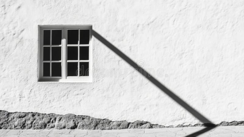 White Wall with Single Window and Diagonal Shadow Stock Illustration ...