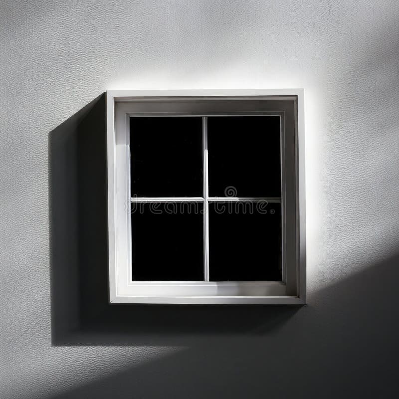 White Wall with Square Window and Light Stock Illustration ...