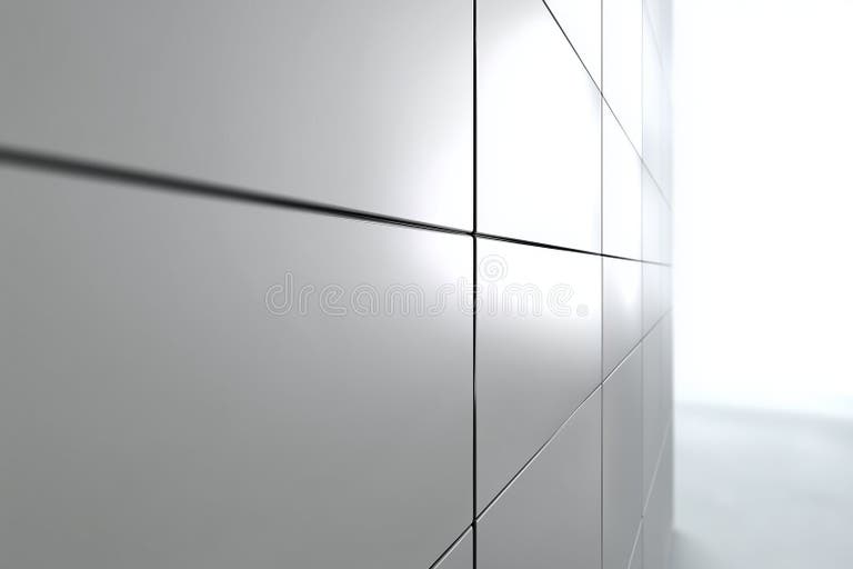 White Wall Tiles Perspective. Modern Clean Interior with Reflective ...