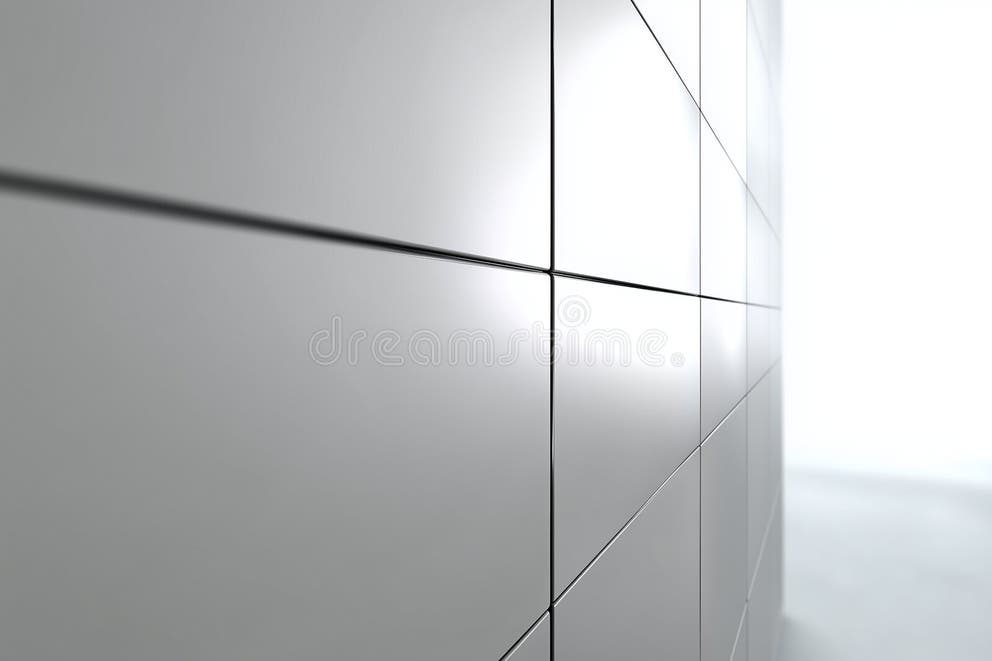 White Wall Tiles Perspective. Modern Clean Interior with Reflective ...