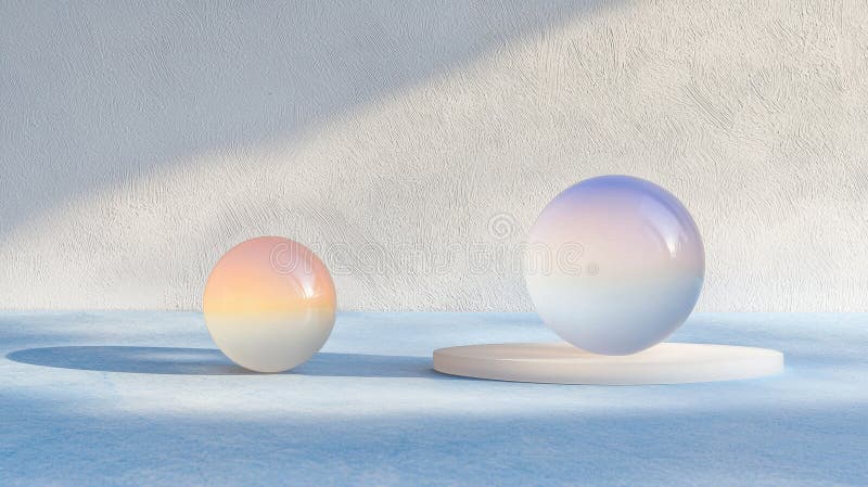 A White Wall with Two Spheres on a White Platform. Stock Photo - Image ...