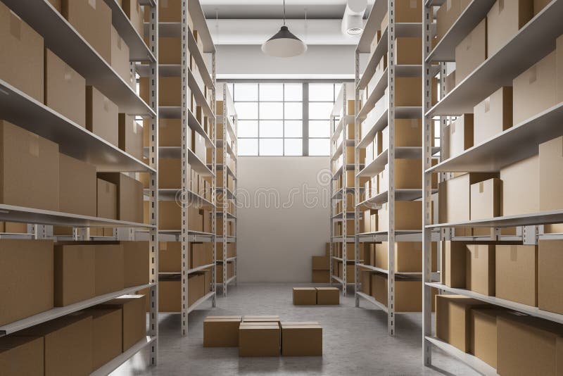 White Wall Warehouse Interior, Shipping Stock Illustration ...