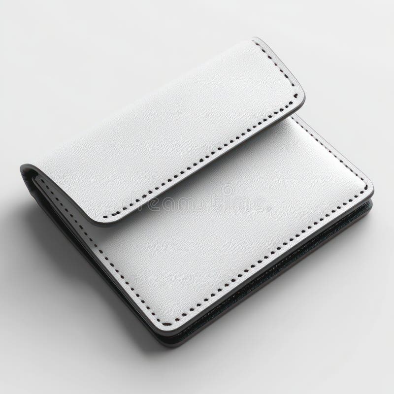 White Wallet with Sleek Design and Contrasting Stitching, Perfect for ...