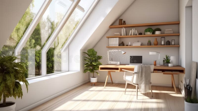 White Walls with Desk and Sunlight Rays Streaming through Windows, Home ...
