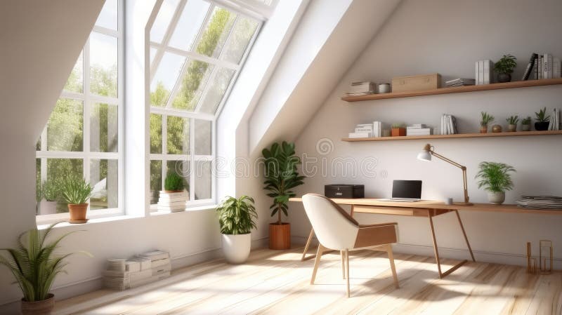 White Walls with Desk and Sunlight Rays Streaming through Windows, Home ...