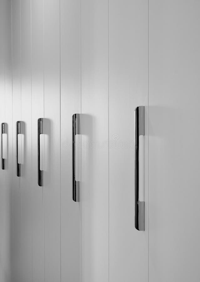 White Wardrobe with Metal Shiny Handles Stock Photo - Image of lamp ...