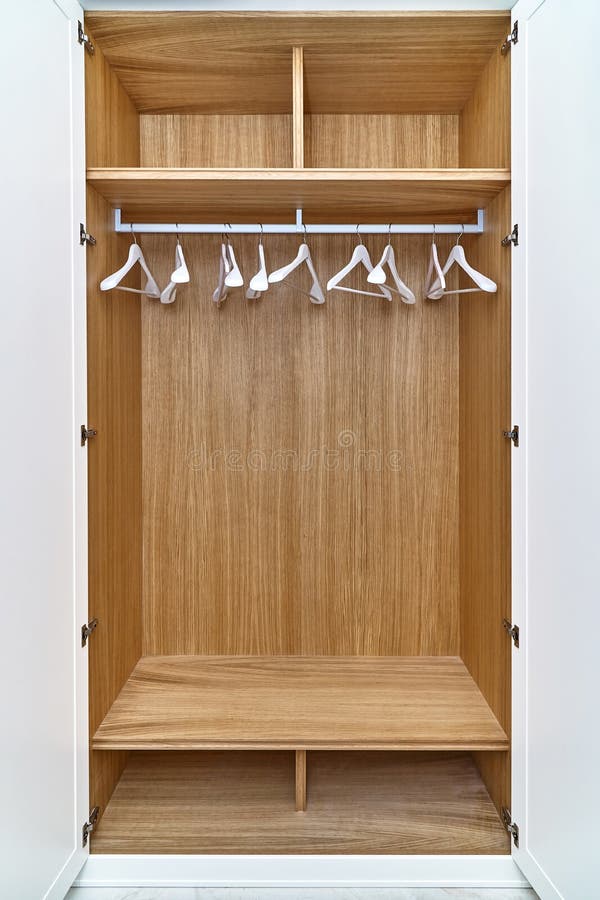 White Wardrobe with Wooden Drawers and Shelves. Wooden Filling of ... White Wardrobe with Wooden Drawers and Shelves. Wooden Filling of ...