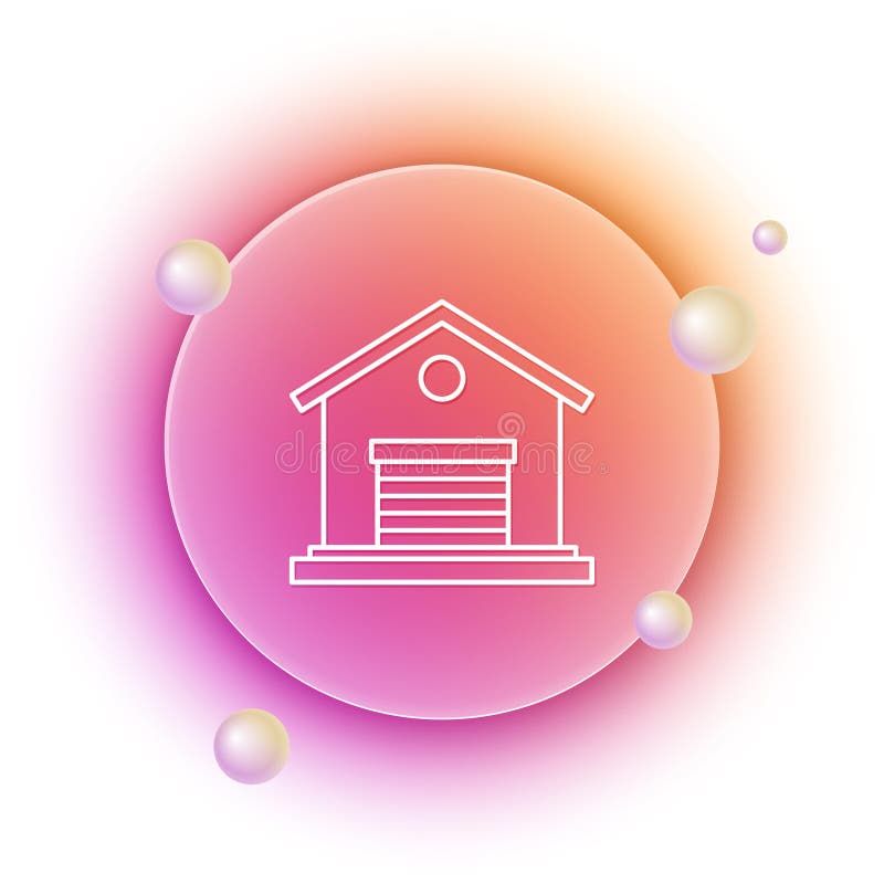 White Warehouse Icon Isolated on White Background. Orange and Pink ...