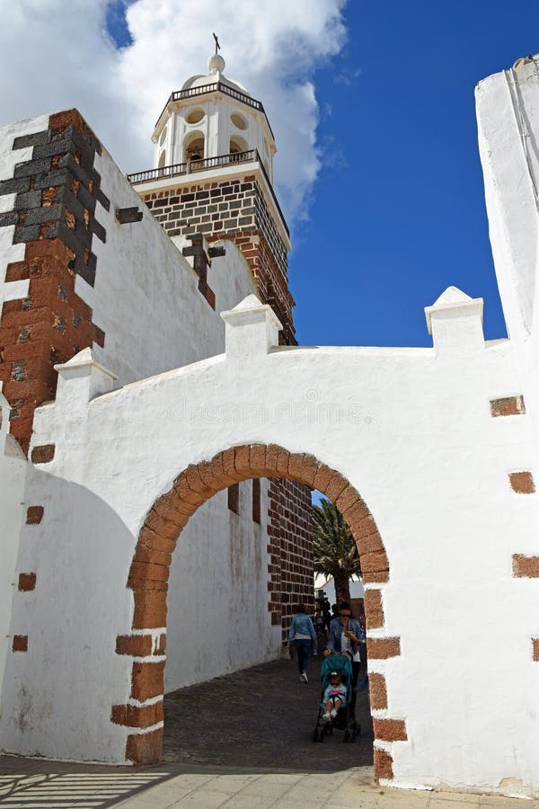 White Washed Bell Tower and Arch Teguise Lanzarote Editorial Stock ...
