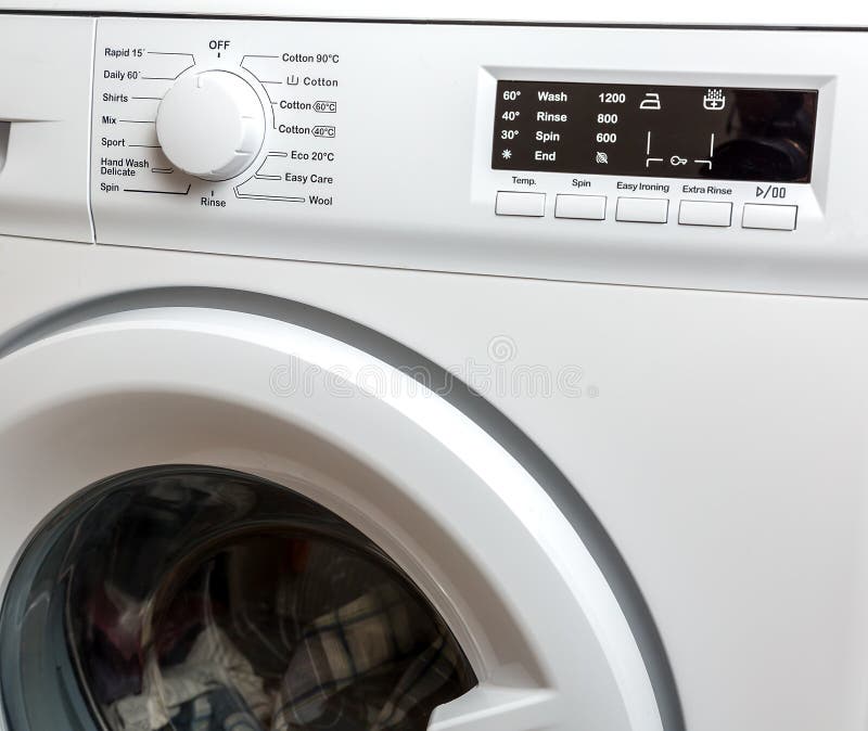 White Washing Machine Closeup Stock Photo - Image of laundry, swirl ...