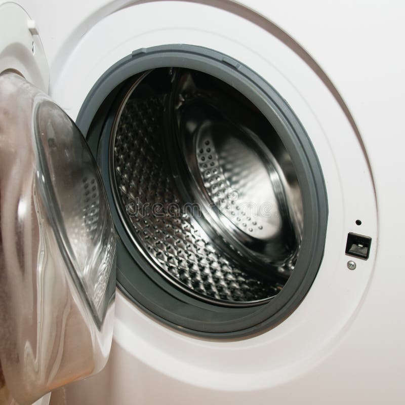 White Washing Machine, Drum Washing Machine Close Up Stock Photo ...