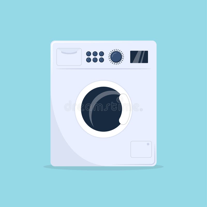 White Washing Machine with a Front Loading. Flat Design Vector ...