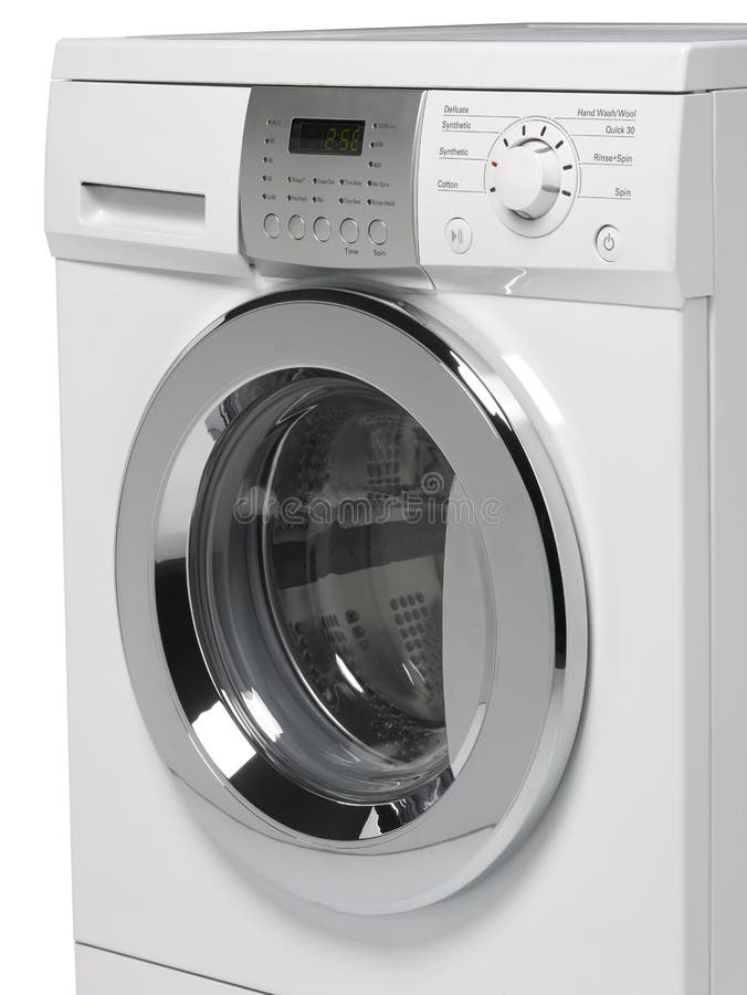 White Washing Machine Isolated on White. Stock Image - Image of front ...
