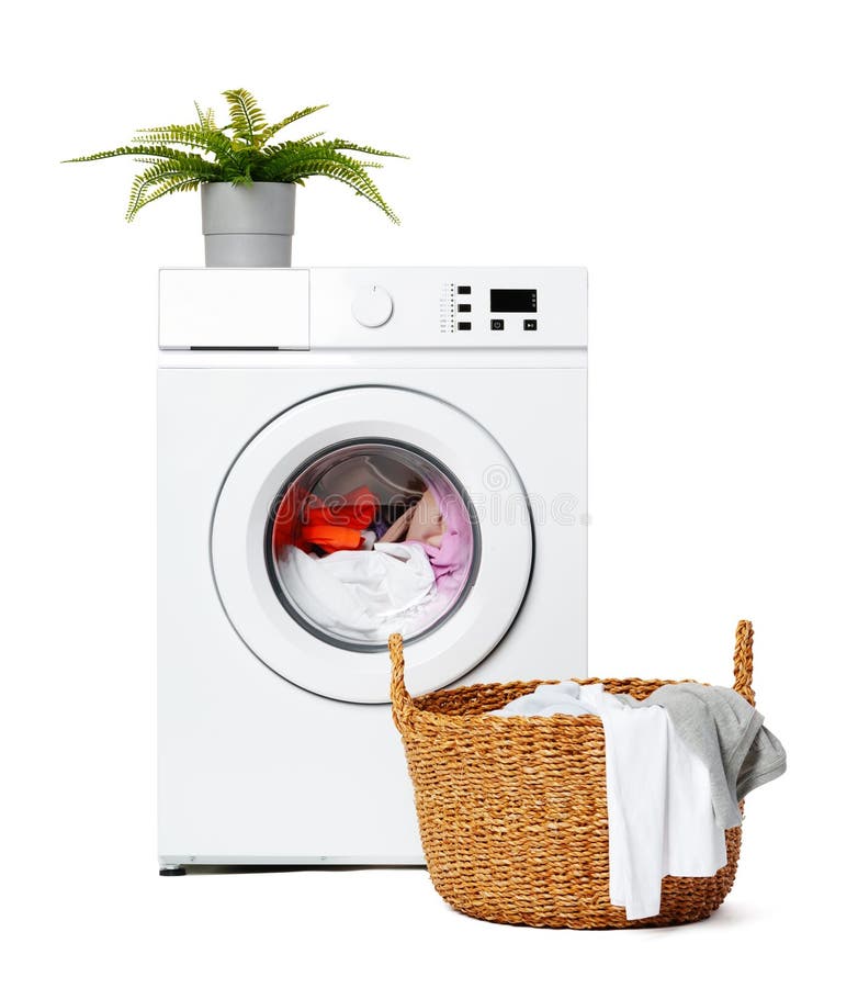 A Washing Machine Erupts with Clothes and Water in a Modern Bathroom ...