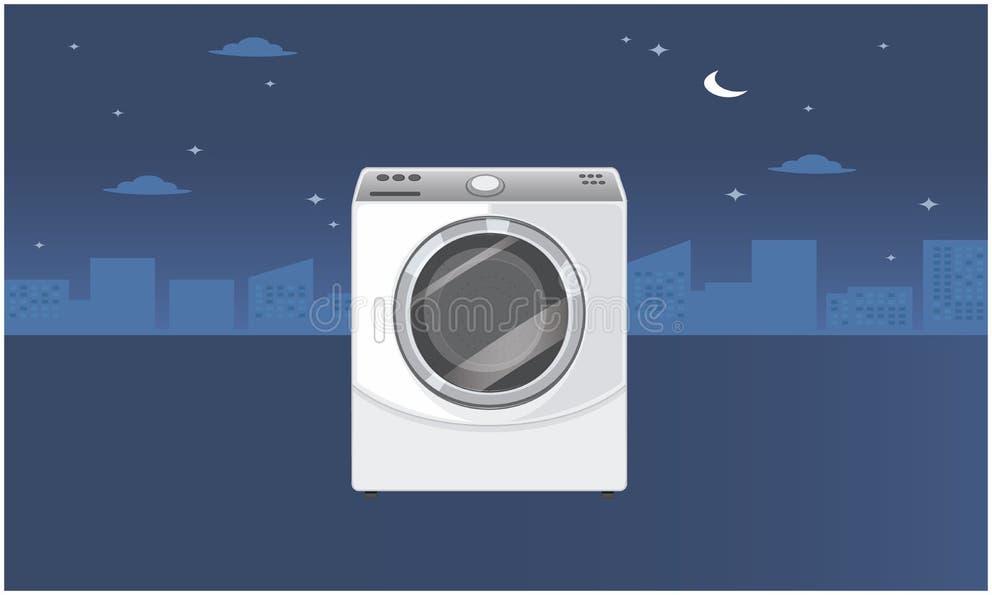 White Washing Machine Placed in the Moon Night Stock Vector ...