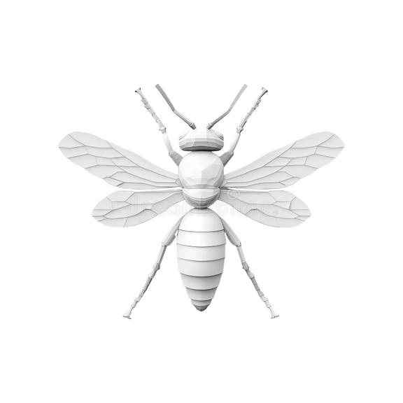 Low Poly Wasp 3D Render, Isolated on White Background Stock ...