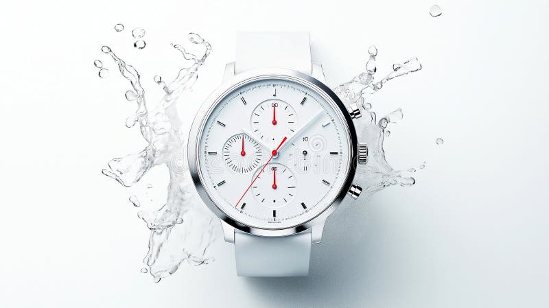 A White Watch with a Water Droplet on White Background Stock ...