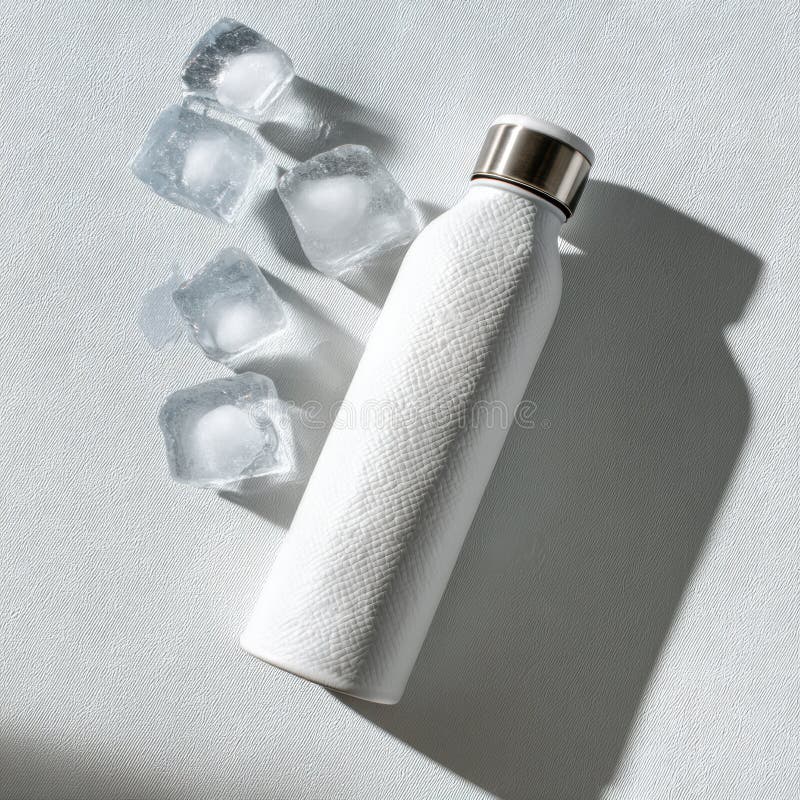 White Water Bottle & Ice Cubes Stock Illustration - Illustration of ...