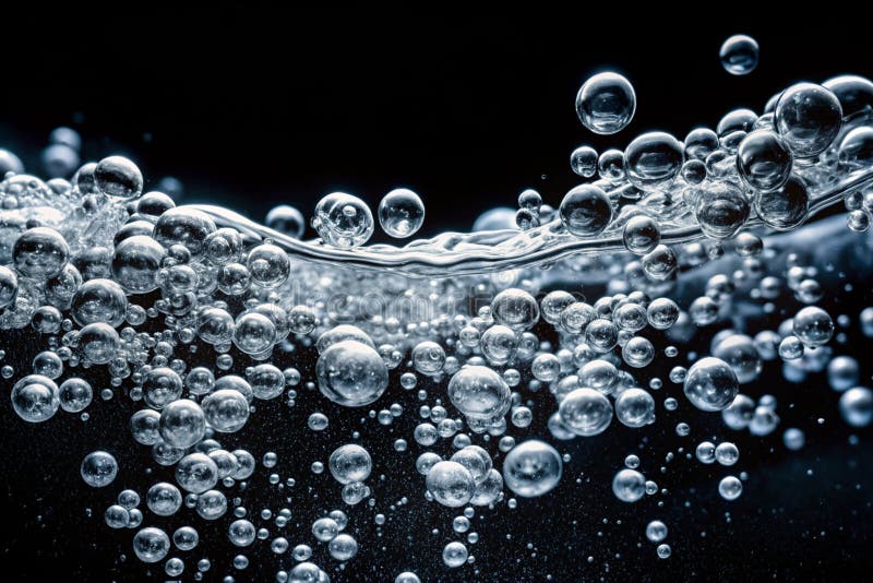 White Water Bubble Liquid Texture on Black Background for Underwater ...