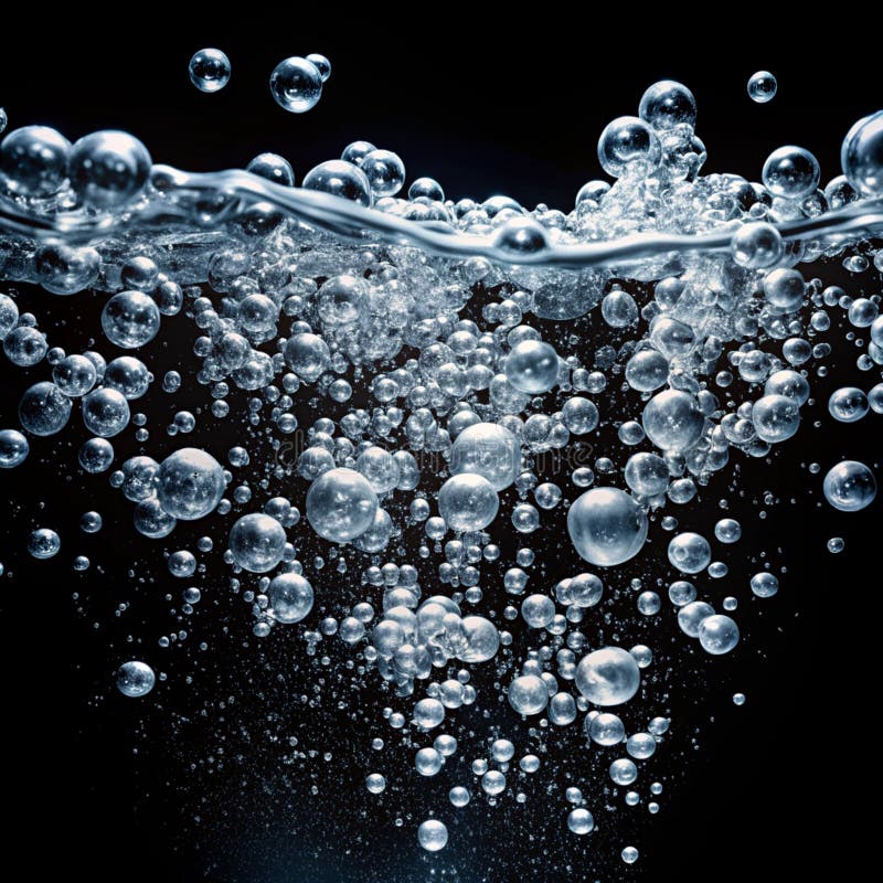 White Water Bubble Liquid Texture on Black Background for Underwater ...