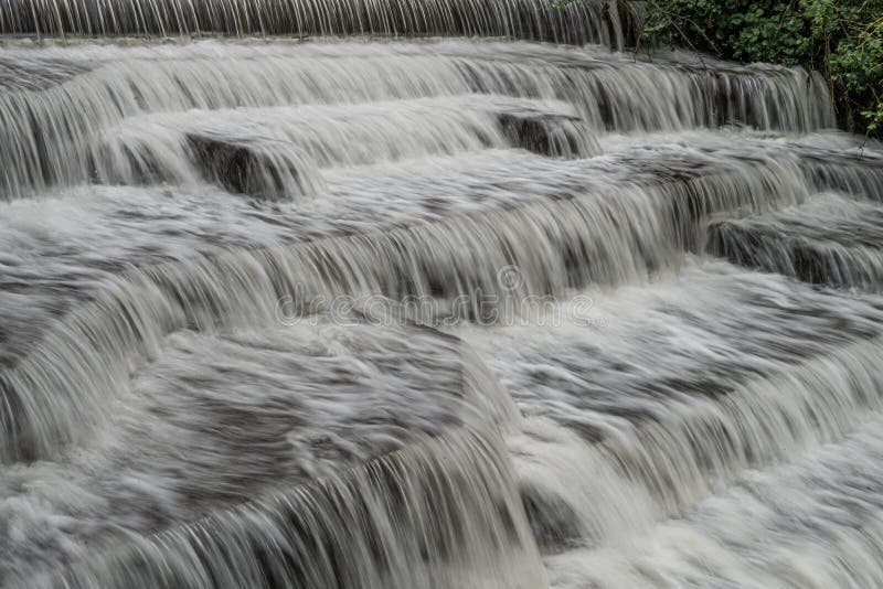 White Water Flowing Over Weir Low Level View at Long Exposure Stock ...