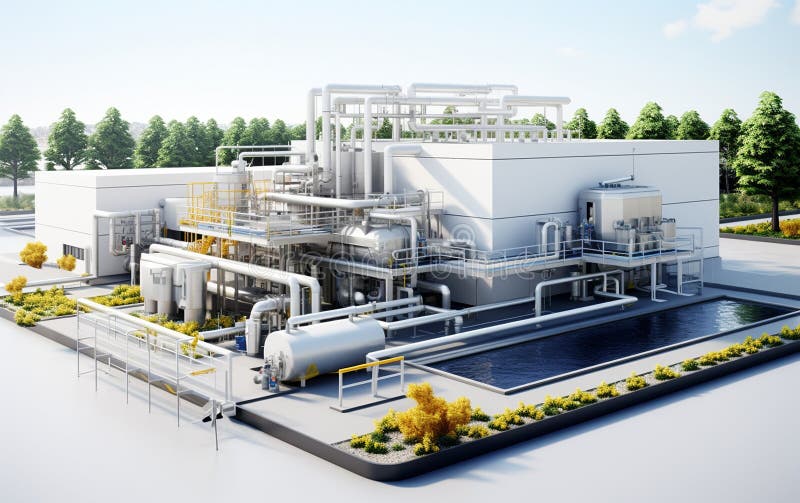 White Water Jet Waste Water Treatment Plant -Generative Ai Stock ...