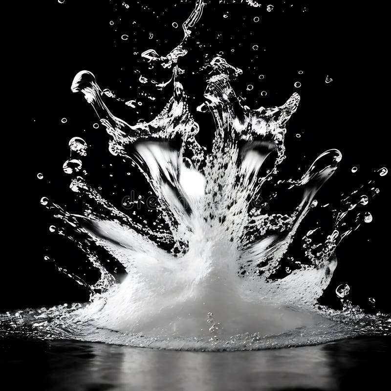 White Water Splash Isolated on Black Stock Illustration - Illustration ...