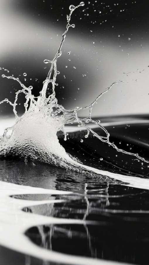White Water Splashing Over Black Surface. Stock Image - Image of inky ...